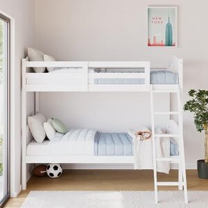 Storkcraft Long Horn Twin-Over-Twin Bunk Bed (White) - GREENGUARD Gold Certified, Converts to 2 individual twin beds