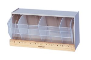 quantum storage systems qtb410wt organizer, 23-5/8"w x 5-1/4"d x 5-15/16"h, white/crystal