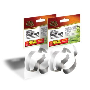 zilla reptile terrarium fresh air screen non-locking clips, 2 pack, large