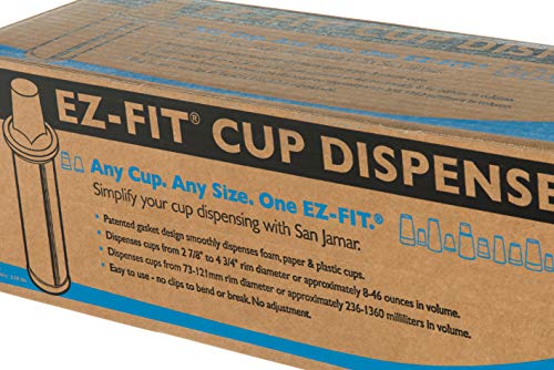 San Jamar EZ-Fit In-Counter Cup Dispenser, Plastic, Universal Disposable Cup Compatibility With Interchangeable Gaskets For Commercial Kitchen, 23.25 Inches, Black