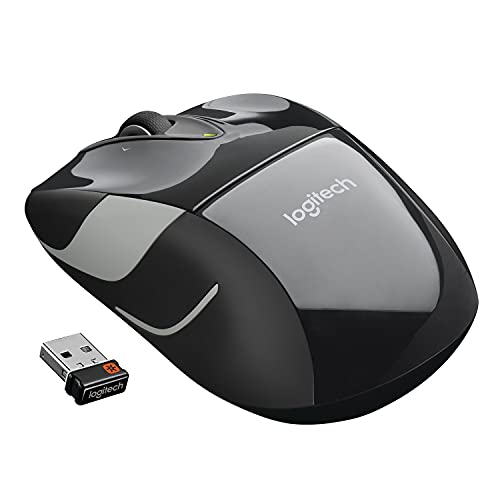 Logitech M525 Wireless Mouse – Long 3 Year Battery Life, Ergonomic Shape for Right or Left Hand Use, Micro-Precision Scroll Wheel, and USB Unifying Receiver for Computers and Laptops, Black/Gray