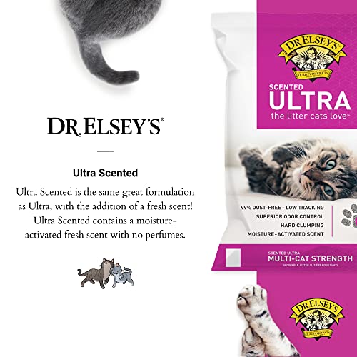 Dr. Elsey's Premium Clumping Cat Litter | Ultra Scented | 99.9% Dust-Free, Low Tracking, Hard Clumping, Superior Odor Control, Natural Ingredients & Moisture-Activated Scent