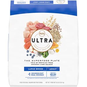 nutro ultra adult large breed high protein natural dry dog food with a trio of proteins from chicken lamb and salmon, 30 lb. bag