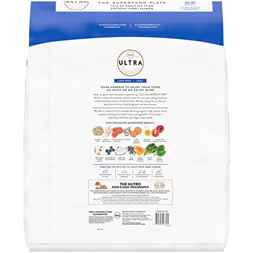 NUTRO ULTRA Adult Large Breed High Protein Natural Dry Dog Food with a Trio of Proteins from Chicken Lamb and Salmon, 30 lb. Bag