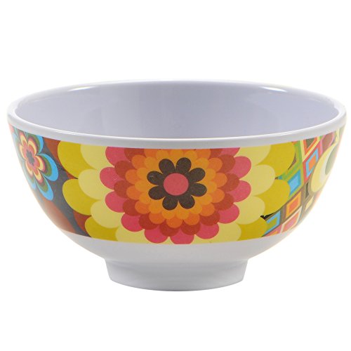 French Bull Melamine Mini Bowl, 4-Piece Set, 10 Fluid Ounces, Small Serving Bowl – Snack, Condiment, Dip, Dessert, Ice Cream – Shatter Proof, Food-Safe, BPA Free, Dishwasher Safe, 4”, Floral