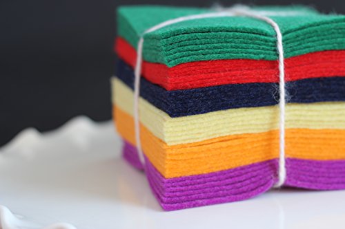 100% Wool Charm Pack from National Nonwovens 36-5" Squares Classic Colors