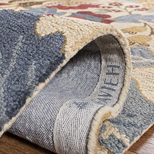 SAFAVIEH Jardin Collection Runner Rug - 2'3" x 8', Beige & Multi, Handmade Floral Wool, Ideal for High Traffic Areas in Living Room, Bedroom (JAR952A)