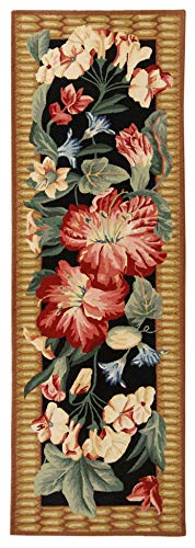 SAFAVIEH Chelsea Collection Runner Rug - 2'6" x 10', Black & Brown, Hand-Hooked French Country Wool, Ideal for High Traffic Areas in Living Room, Bedroom (HK301A)