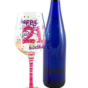 Top Shelf Unique Hand Painted 21st Birthday Wine Glass,15 fluid ounce