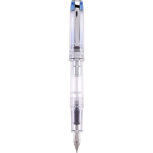 PILOT Prera Fountain Pen, Clear Barrel with Light Blue/Silver Accents, Medium Nib (60822)