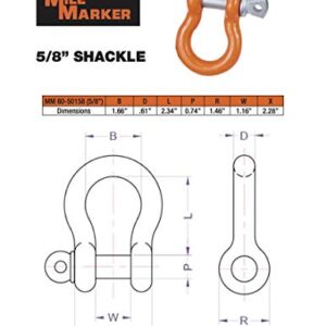 MILE MARKER 60-50158 Orange 5/8" Powder Coated Shackle