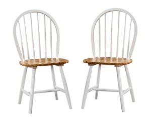 boraam farmhouse chair,leather, white/natural, set of 2