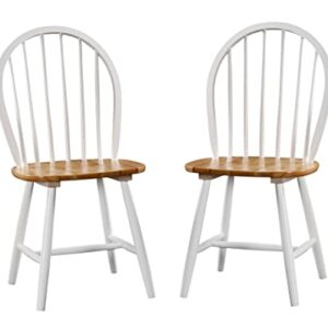 Boraam Farmhouse Chair,Leather, White/Natural, Set of 2