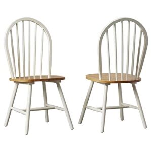 Boraam Farmhouse Chair,Leather, White/Natural, Set of 2