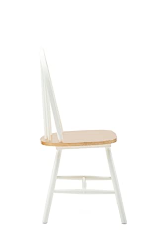 Boraam Farmhouse Chair,Leather, White/Natural, Set of 2