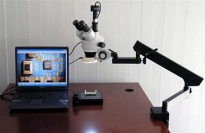 amscope sm-6tz-frl-5m digital professional trinocular stereo zoom microscope, wh10x eyepieces, 3.5x-90x magnification, 0.7x-4.5x zoom objective, 8w fluorescent ring light, clamping articulating arm stand, 110v-120v, includes 0.5x and 2.0x barlow lenses an