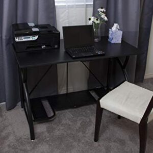 Origami Folding Computer Desk for Office Study Students Bedroom Home Gaming and Craft | Space Saving Foldable Design, Fits Dual Monitors and Laptop, Collapsible, No Assembly Required | Black, Large (RDE-01)