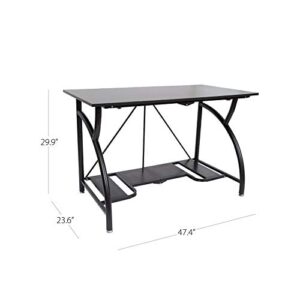 Origami Folding Computer Desk for Office Study Students Bedroom Home Gaming and Craft | Space Saving Foldable Design, Fits Dual Monitors and Laptop, Collapsible, No Assembly Required | Black, Large (RDE-01)