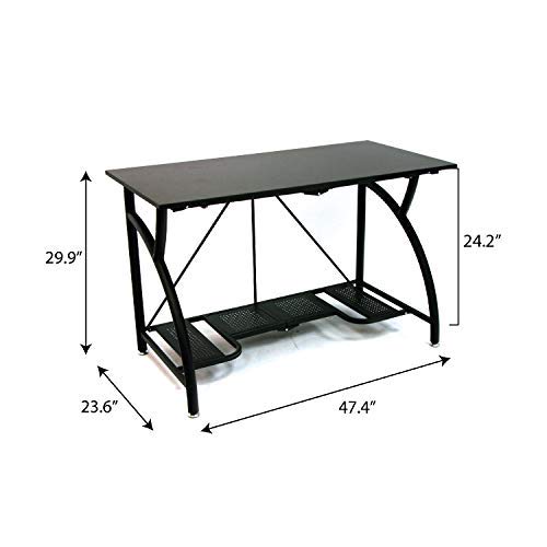 Origami Folding Computer Desk for Office Study Students Bedroom Home Gaming and Craft | Space Saving Foldable Design, Fits Dual Monitors and Laptop, Collapsible, No Assembly Required | Black, Large (RDE-01)