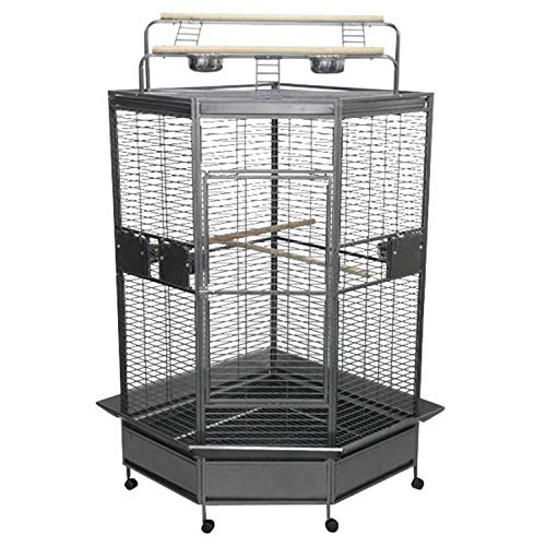 A&E Cage Co. CC3232 Silver/Black Corner Bird Cage, 32 inch/Large