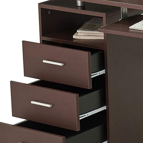 Techni Mobili Computer Desk with Ample Storage, Chocolate, 30" x 22.75" x 47.25", Chocolat