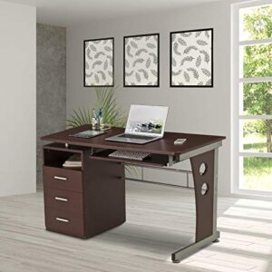 Techni Mobili Computer Desk with Ample Storage, Chocolate, 30" x 22.75" x 47.25", Chocolat