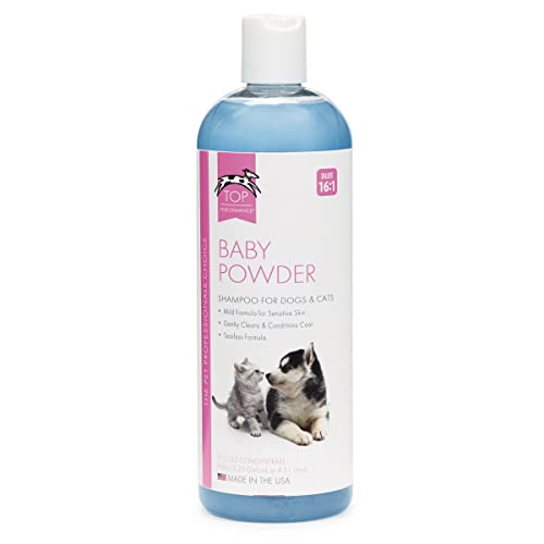 Top Performance Baby Powder Pet Shampoo in 17 Oz. Size for Bathing Puppies and Kittens – Helps Pets with Skin Conditions