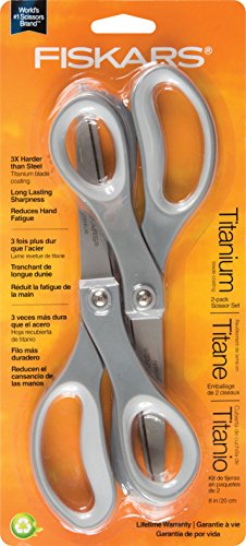 Fiskars Everyday Titanium Adult Scissors 2 Pack, 8 Inch, Gray