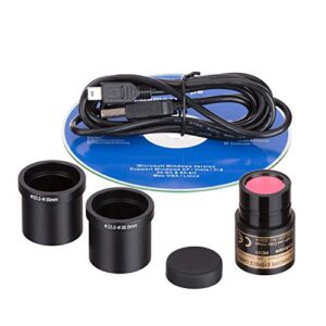 amscope md35 0.3mp digital microscope camera for still and video images, 40x magnification, eye tube mount, usb 2.0 output, includes software