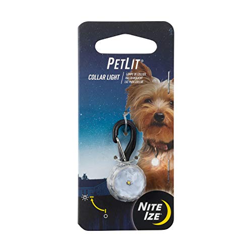 Nite Ize PetLit LED Collar Light, Dog Or Cat Collar Light, Replaceable Batteries, White LED Jewel Design