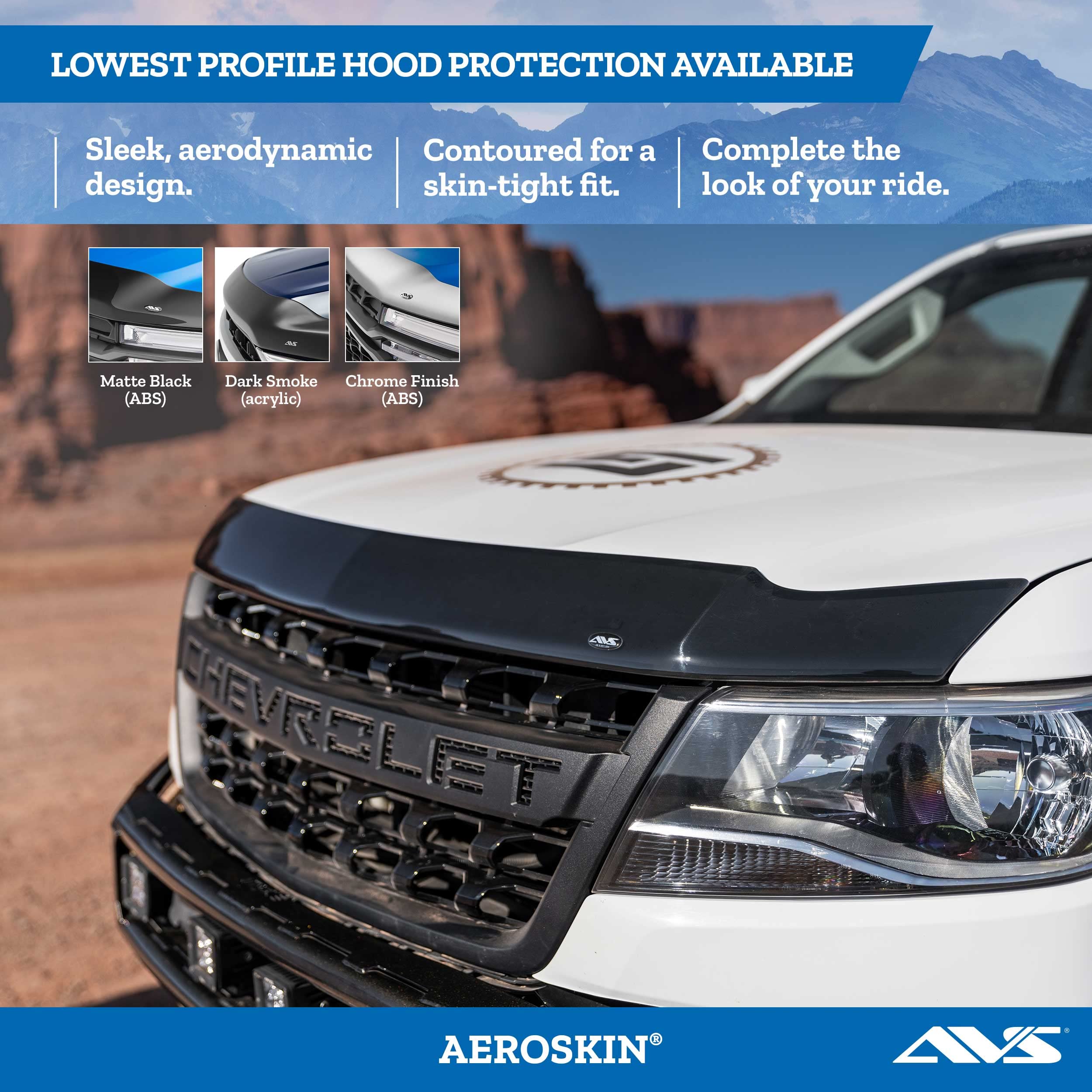 Auto Ventshade [AVS] Aeroskin Hood Protector | 2011 - 2018 Chevrolet Cruze, Low Profile/Flush - Smoke | 322049