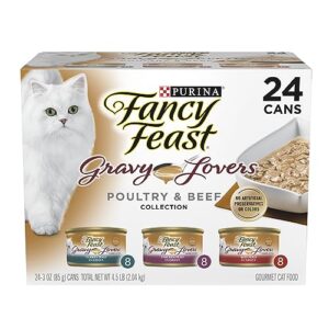 purina fancy feast gravy lovers poultry and beef gourmet wet cat food variety pack - (24) 3 oz. cans