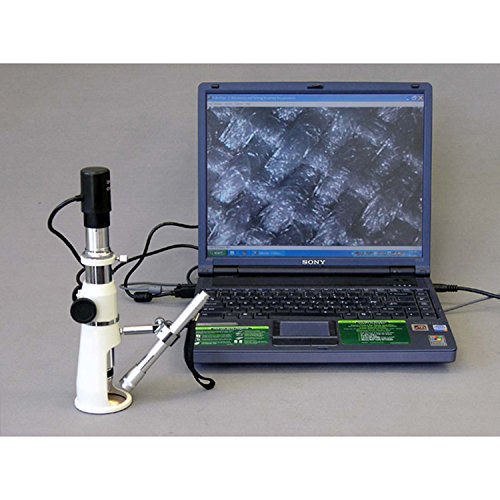 AmScope H2510 Handheld Stand Measuring Microscope, 20x/50x/100x Magnification, 17mm Field of View, Includes Pen Light