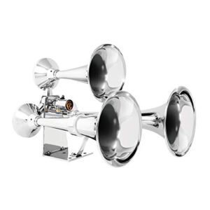 gg grand general 69991 chrome heavy duty train horn with triple brass trumpet for superior sound