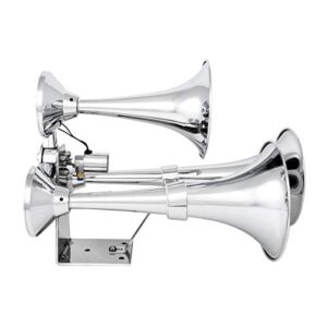 GG Grand General 69991 Chrome Heavy Duty Train Horn with Triple Brass Trumpet for Superior Sound