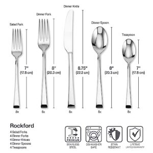 Mikasa Rockford 20-Piece 18/10 Stainless Steel Flatware Set, Service for 4, Silver