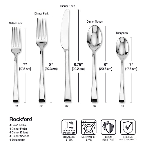 Mikasa Rockford 20-Piece 18/10 Stainless Steel Flatware Set, Service for 4, Silver