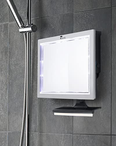 ToiletTree Products Deluxe LED Fogless Shower Mirror with Squeegee Anti-Fog Mirror - Adjustable Shaving Mirror with a Squeegee - Rust-Proof, Impact-Resistance Bathroom Shower Mirror