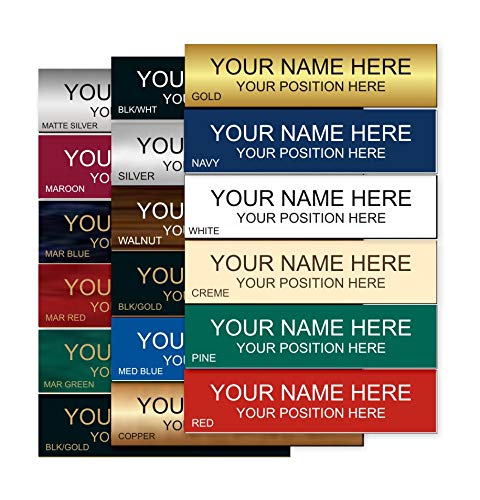 Lasercrafting Office Desk Name Plate or Door Sign 2x8 - Laser Engraved Signage from UV rated material. Color and font options to suit your style.