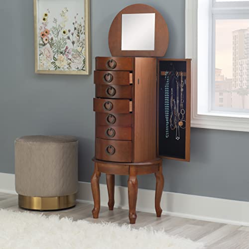 Powell Woodland Cherry Jewelry Armoire, 17"L x 13"W x 39"H