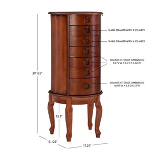 Powell Woodland Cherry Jewelry Armoire, 17"L x 13"W x 39"H