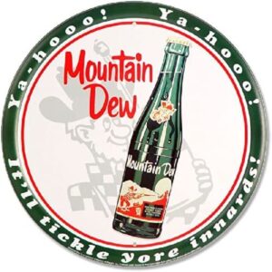 mountain dew bottle 12" round metal sign