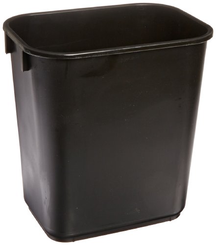 Continental 1358BK 13-5/8 Quart Commercial HDPE Trash Can, Rectangular, Black