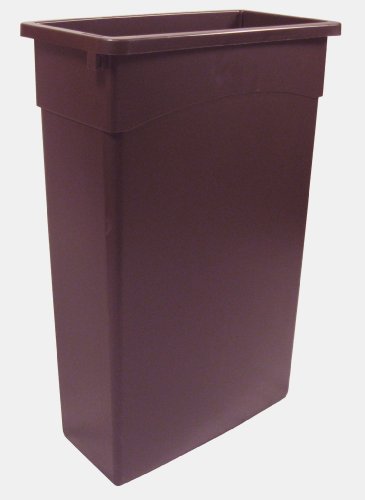 Continental 8322BN 23-Gallon Wall Hugger LLDPE Waste Receptacle, Rectangular, Brown