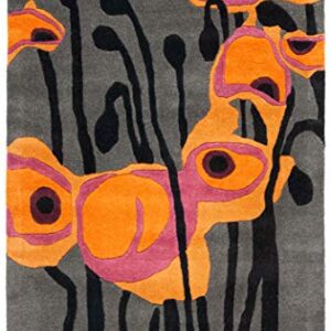 SAFAVIEH Soho Collection 3'6" x 5'6" Grey/Orange SOH853B Handmade Abstract Premium Wool & Viscose Area Rug