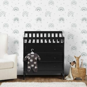 Dream On Me Marcus Changing Table And Dresser In Black, Features 3 Spacious Drawers, Non-Toxic Finishes, Comes With 1" Changing Pad, Made Of Solid Wood