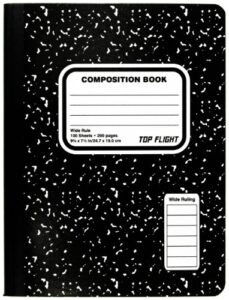 top flight composition book, wide rule, 100 sheet