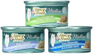 fancy feast purina medleys variety collection cat food - tuna recipe - 3 oz, 12 case