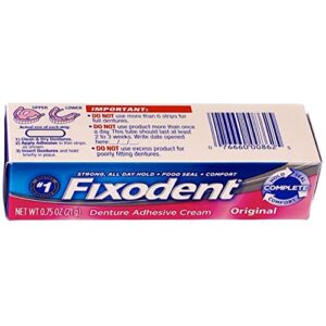 Fixodent Denture Adhesives Cream, Original - 0.75 Oz (Pack of 6)