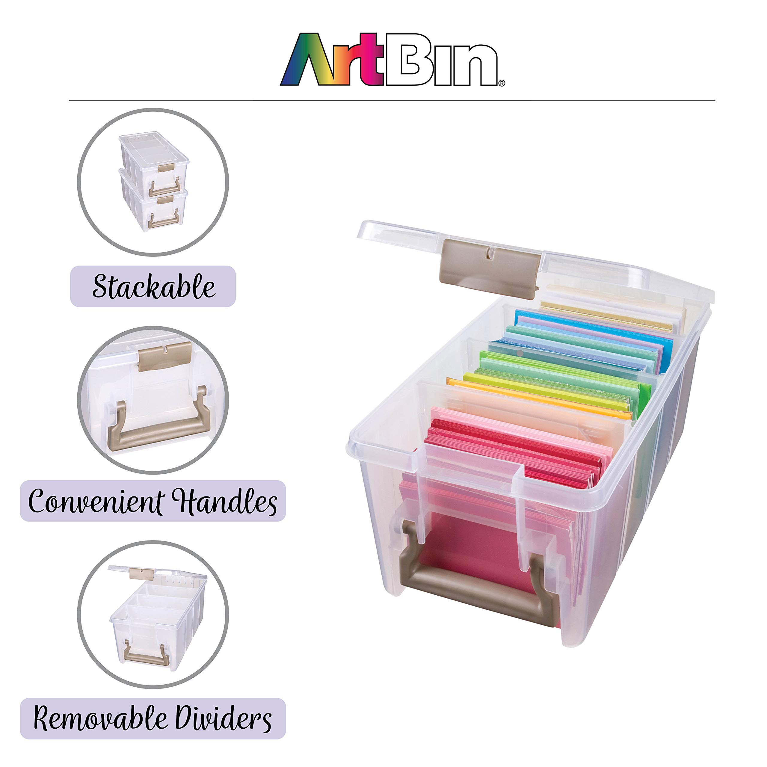 ArtBin 6925AB Semi Satchel with 3 Removable Dividers, Portable Art & Craft Organizer with Handle, [1] Plastic Storage Case, Clear